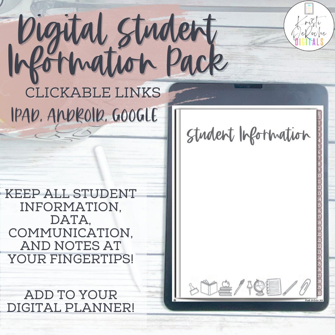 Digital Student Information Pack | Use With Ipad, Tablet, Google Slides ...