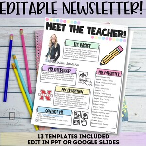 Meet the Teacher Newsletter Template, EDITABLE Newsletter Template ...