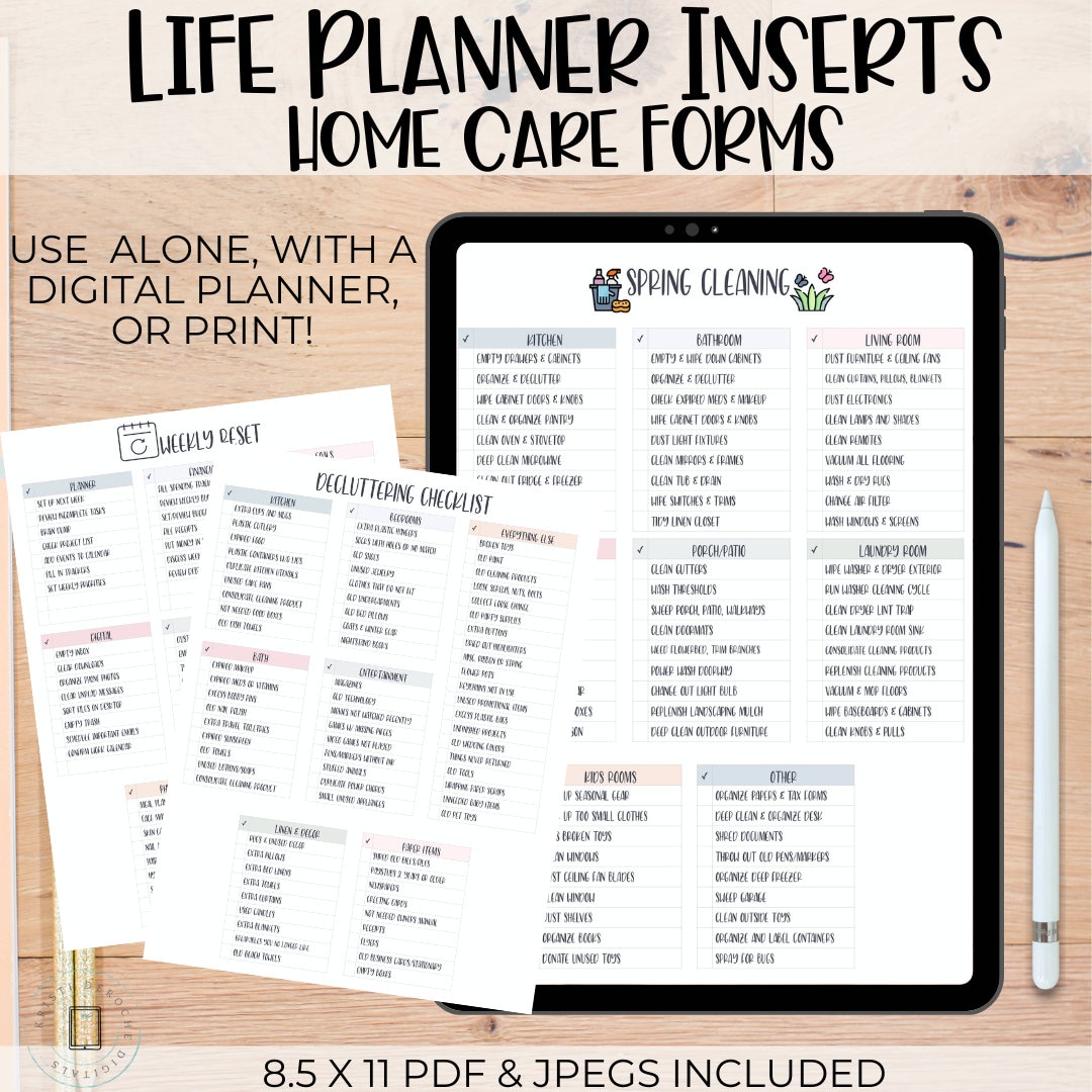 Digital Planner Inserts - Home Care & Cleaning Checklists - Build a ...