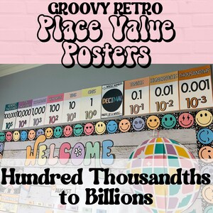 Place Value Posters, Retro Groovy Classroom Decor, Classroom Printables ...