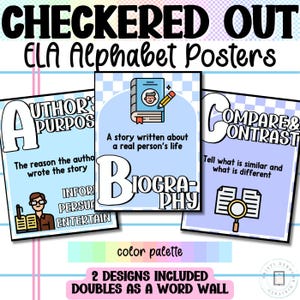 Classroom ELA Alphabet, Checkered Out Classroom Decor, Classroom ...
