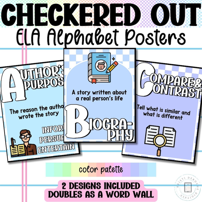 Classroom ELA Alphabet, Checkered Out Classroom Decor, Classroom ...