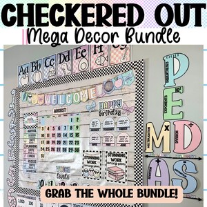 Place Value Display for Checkered Pastel Classroom Decor Pastel ...