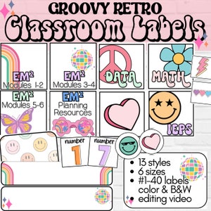 Retro Classroom Decor Bundle: Groovy Theme, Printable Kit - Etsy