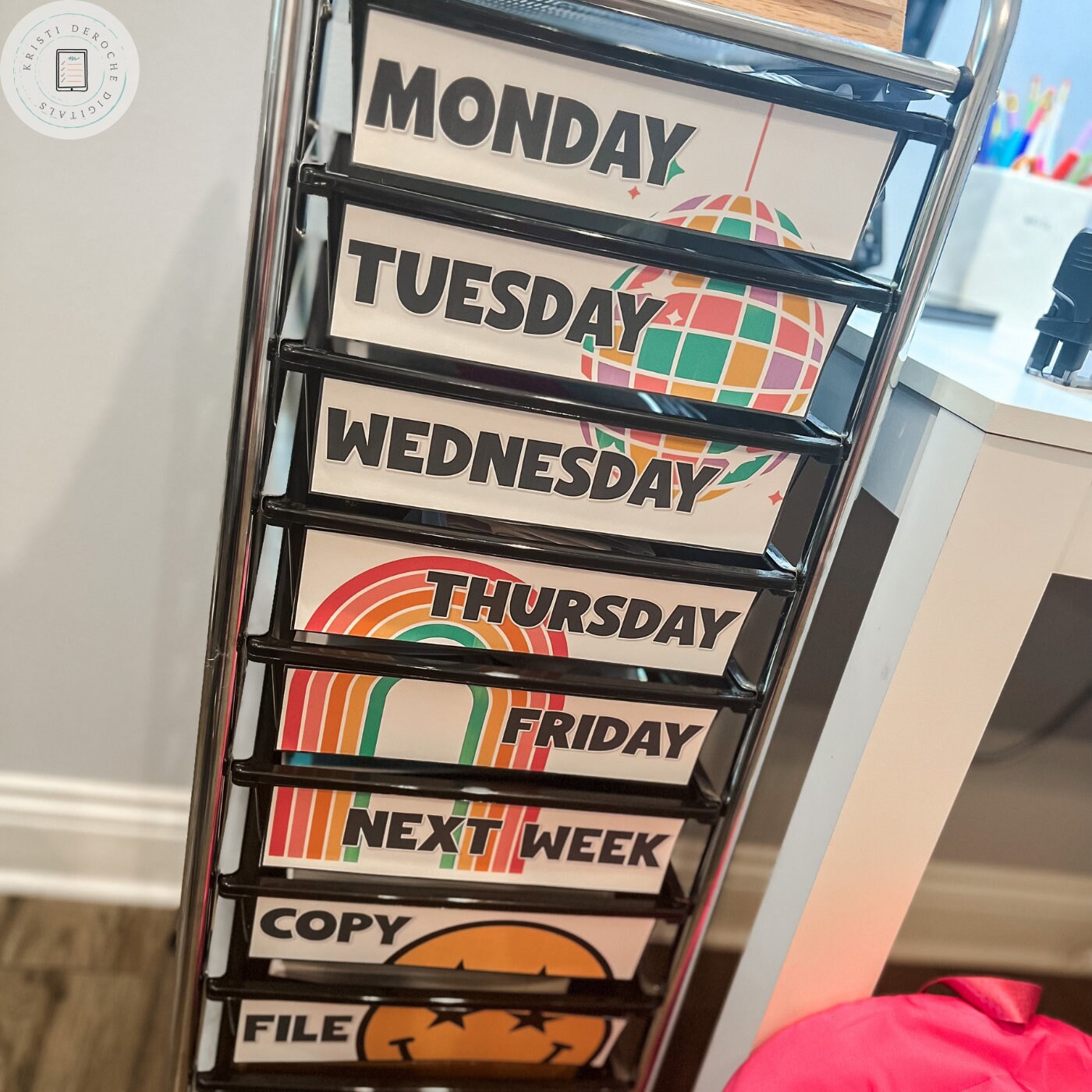 Drawer Cart Labels Retro Groovy Classroom Decor Classroom - Etsy