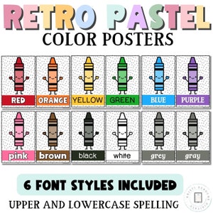 Color Posters for Retro Pastel Classroom Decor, Classroom Printables ...