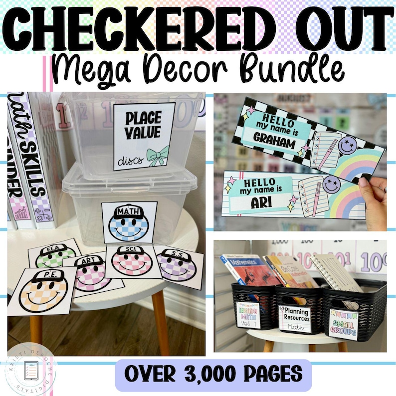 2D and 3D Shape Posters for Calm Checkered Pastel Classroom Decor ...