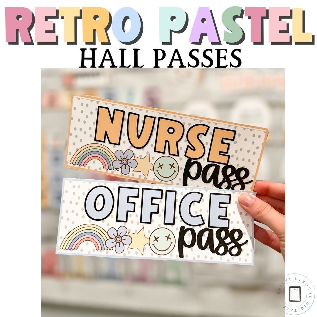 Editable Hall Passes for Calm Retro Pastel Classroom Decor Pastel ...