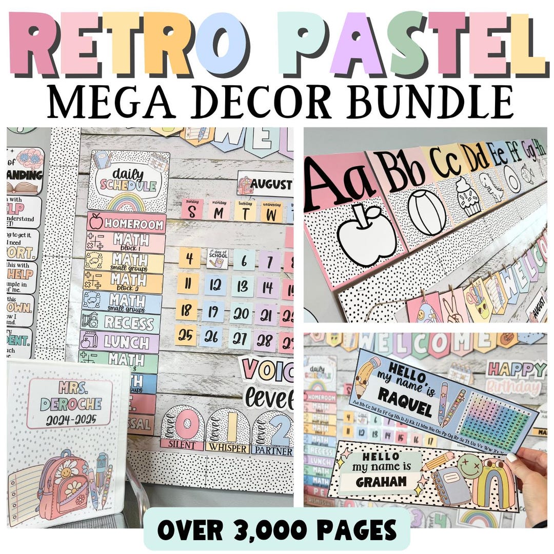 Pastel Classroom Decor Growing Bundle, Retro Pastel Classroom Theme ...