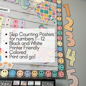Skip Counting Display, Retro Groovy Classroom Decor, Classroom ...