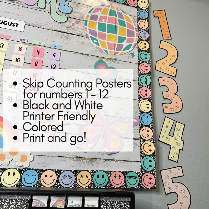 Skip Counting Display, Retro Groovy Classroom Decor, Classroom ...