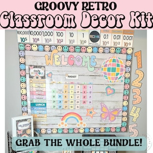 Classroom ELA Alphabet, Retro Groovy Classroom Decor, Classroom ...
