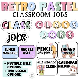 Classroom Jobs Editable Retro Pastel Classroom Decor, Classroom ...