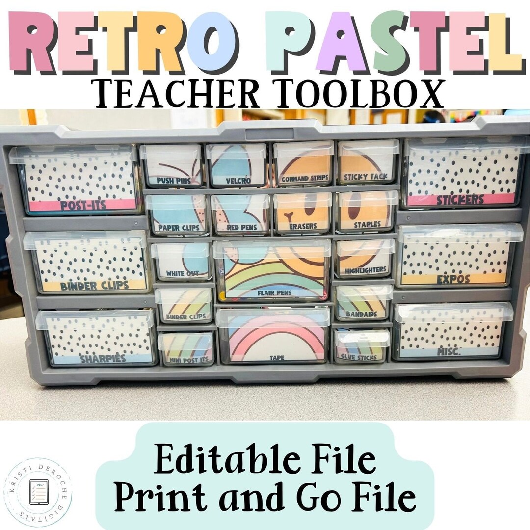 Teacher Toolbox for Calm Retro Pastel Classroom Decor Pastel Classroom ...