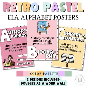 Classroom ELA Alphabet, Retro Pastel Classroom Decor, Classroom ...