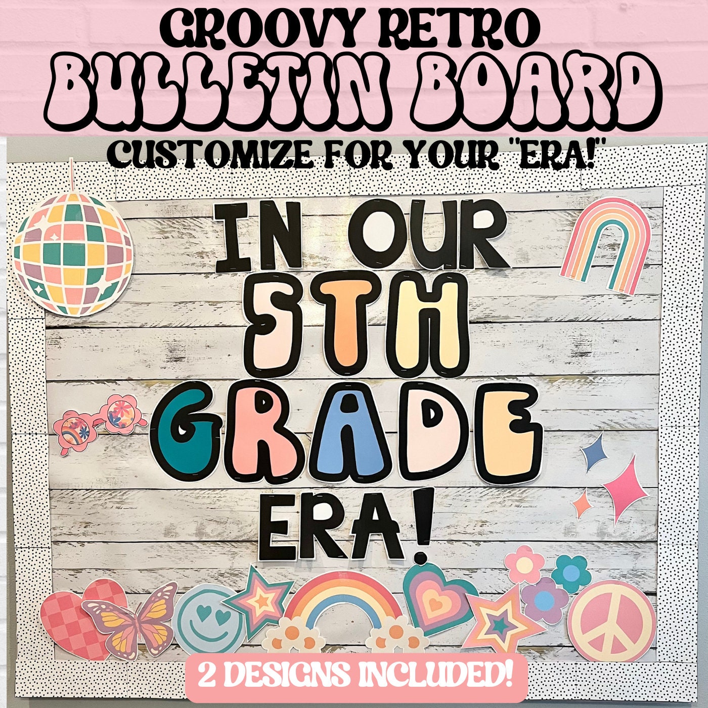 Classroom Wall Decor Cutouts 58-Piece Groovy Retro Bulletin Board Kit ...