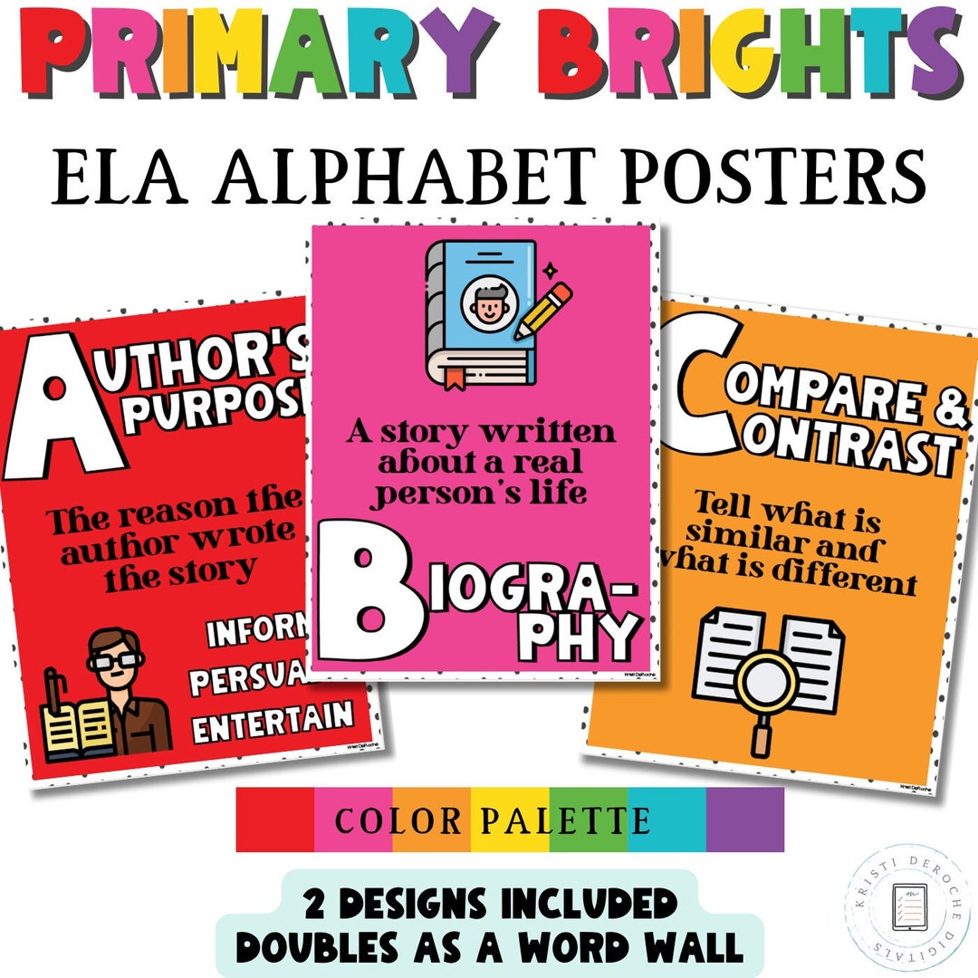 Classroom ELA Alphabet, Primary Brights Colors Classroom Decor, Back to ...