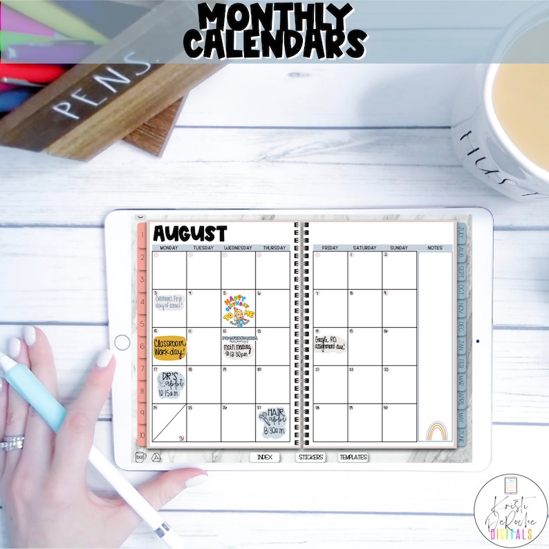 Teacher Landscape Digital Planner | Un Dated Teacher Digital Planner ...