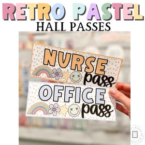 Editable Hall Passes for Calm Retro Pastel Classroom Decor Pastel ...