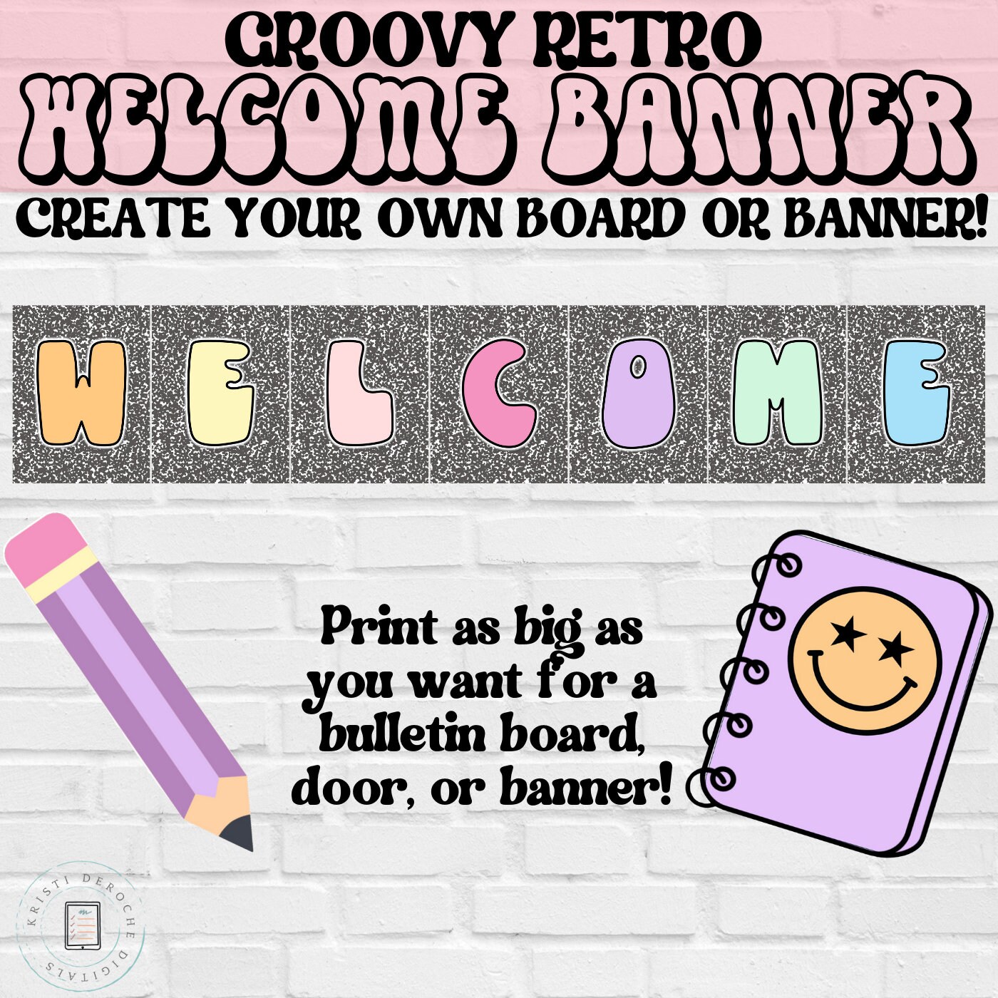 Welcome Banner and Bulletin Board Retro Groovy Classroom Decor ...