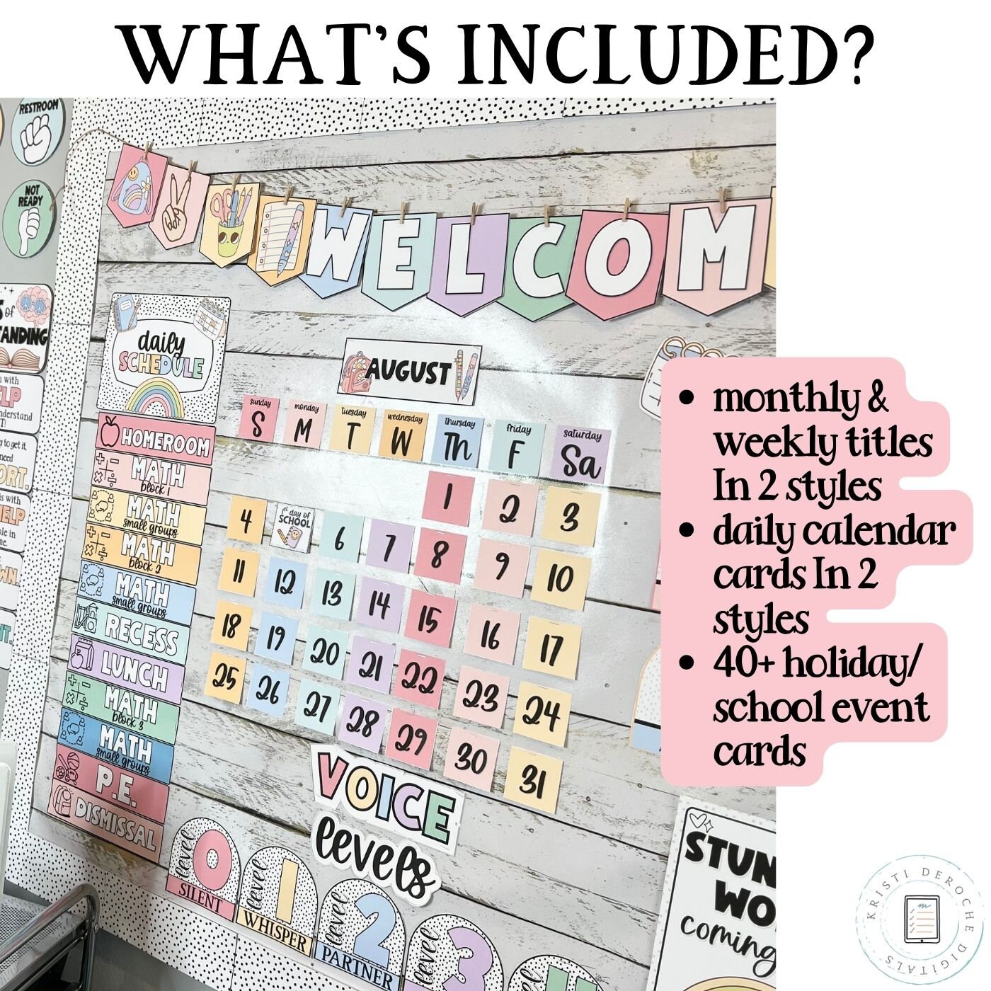 Classroom Calendar, Flip Calendar, Retro Pastel Classroom Decor Pastel ...