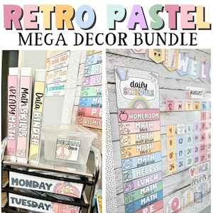 Pastel Classroom Decor Growing Bundle, Retro Pastel Classroom Theme ...