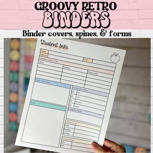 Binder Covers, Spines, and Classroom Forms Retro Groovy Classroom Decor ...