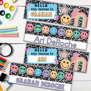 Student Name Plates, Retro Groovy Classroom Decor, Classroom Printables ...