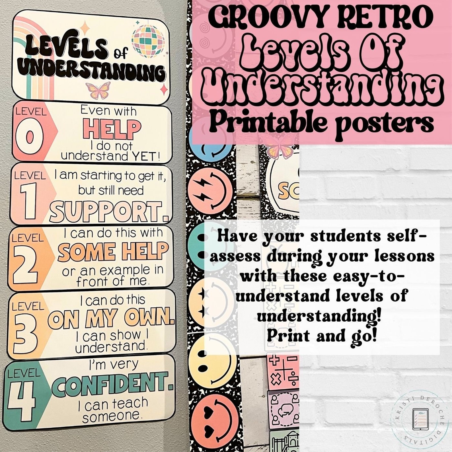 Levels of Understanding Posters, Retro Groovy Classroom Decor ...