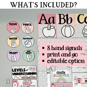 Hand Signal Posters for Calm Retro Pastel Classroom Decor Pastel ...