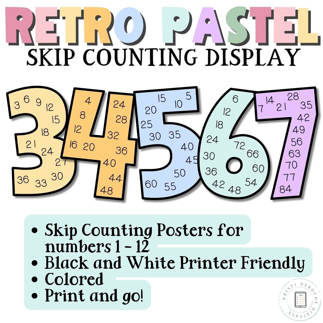 Skip Counting Multiples for Calm Retro Pastel Classroom Decor Pastel ...