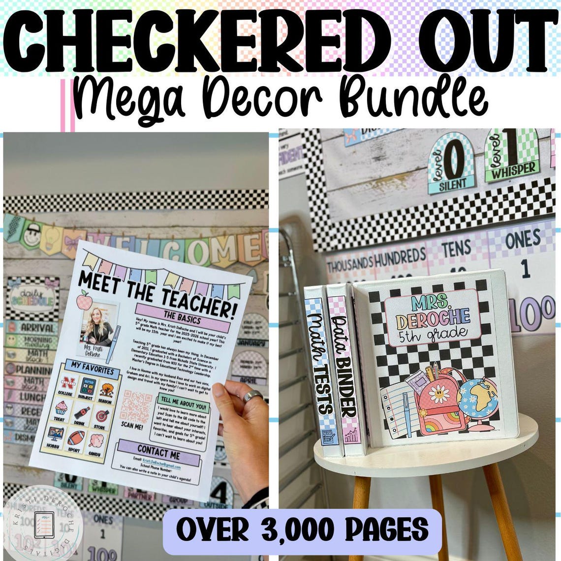 Checkered Classroom Decor Growing Bundle, Checkered Pastel Classroom ...