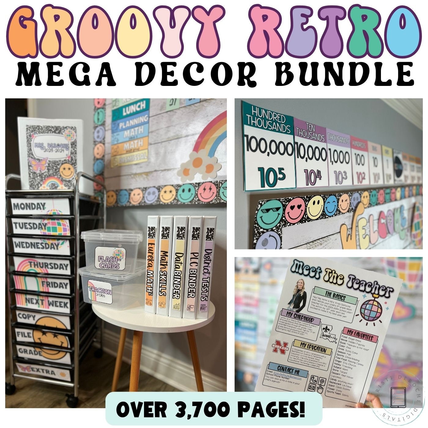Retro Classroom Decor Bundle, Classroom Decor Kit, Printable Decor ...