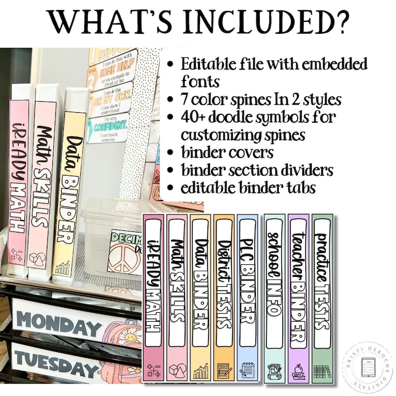 Binder Covers and Spines Editable, Retro Pastel Classroom Decor Pastel ...