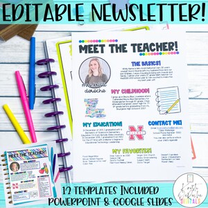 Meet the Teacher Newsletter Template, EDITABLE Newsletter Template ...