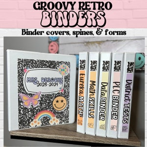 Binder Covers, Spines, and Classroom Forms Retro Groovy Classroom Decor ...