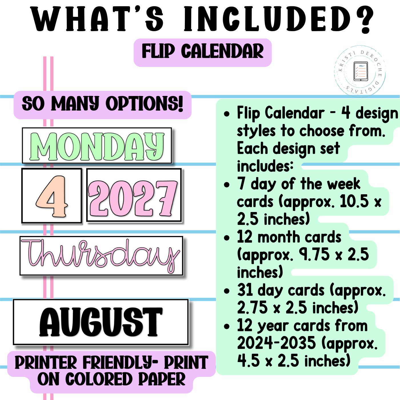 Classroom Calendar, Flip Calendar, Checkered Pastel Classroom Decor ...