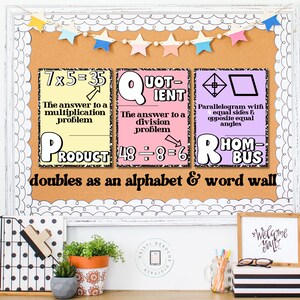 Classroom Math Alphabet, Retro Groovy Classroom Decor, Classroom ...