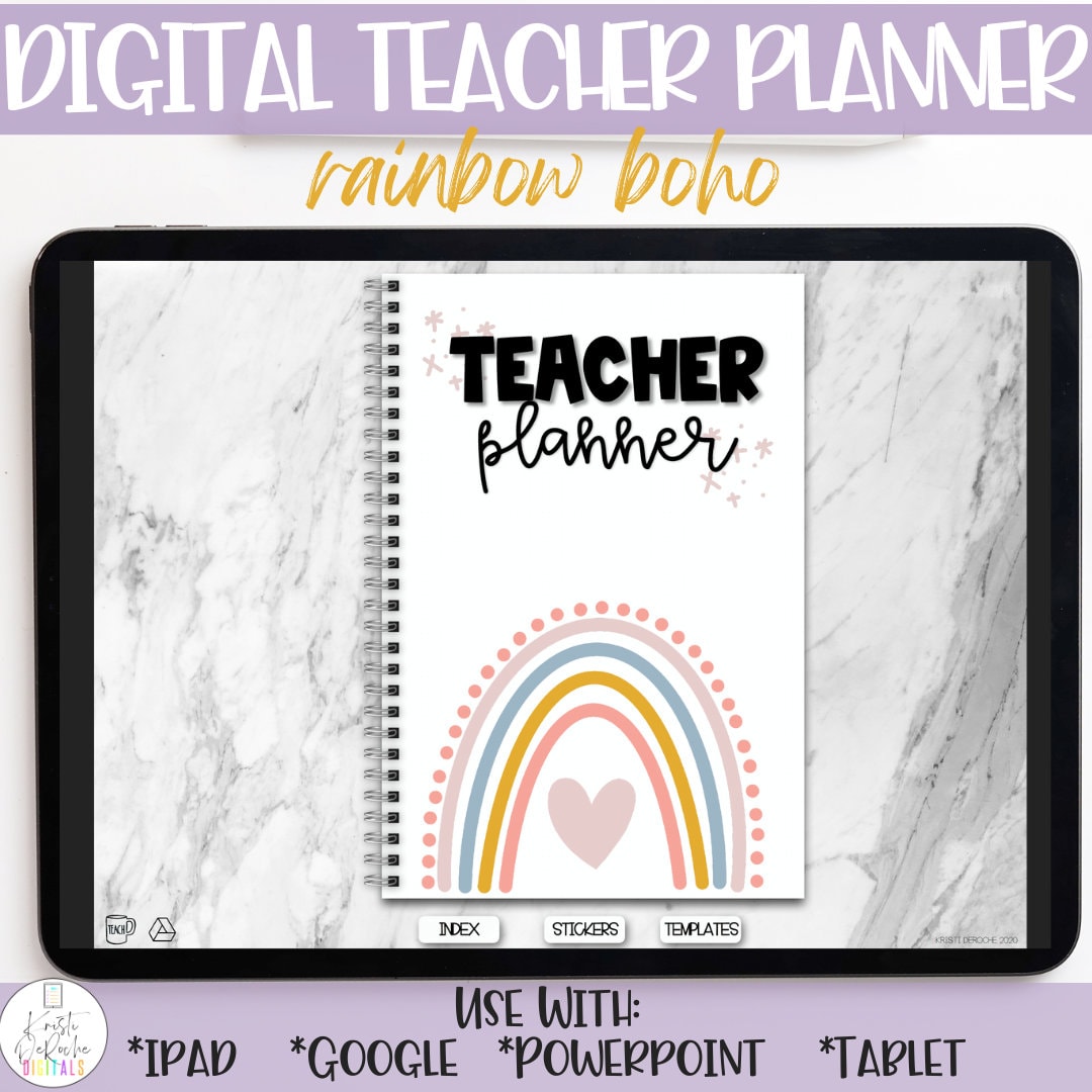 Teacher Landscape Digital Planner | Un Dated Teacher Digital Planner ...