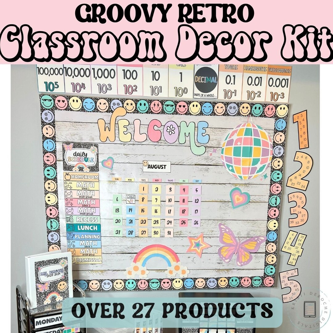 Retro Classroom Decor Bundle, Classroom Decor Kit, Printable Decor ...