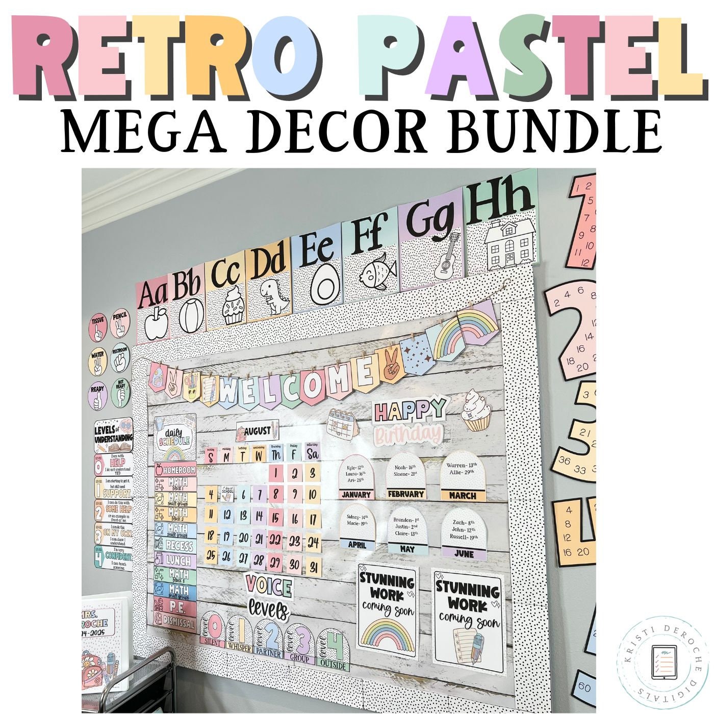 Pastel Classroom Decor Growing Bundle, Retro Pastel Classroom Theme ...