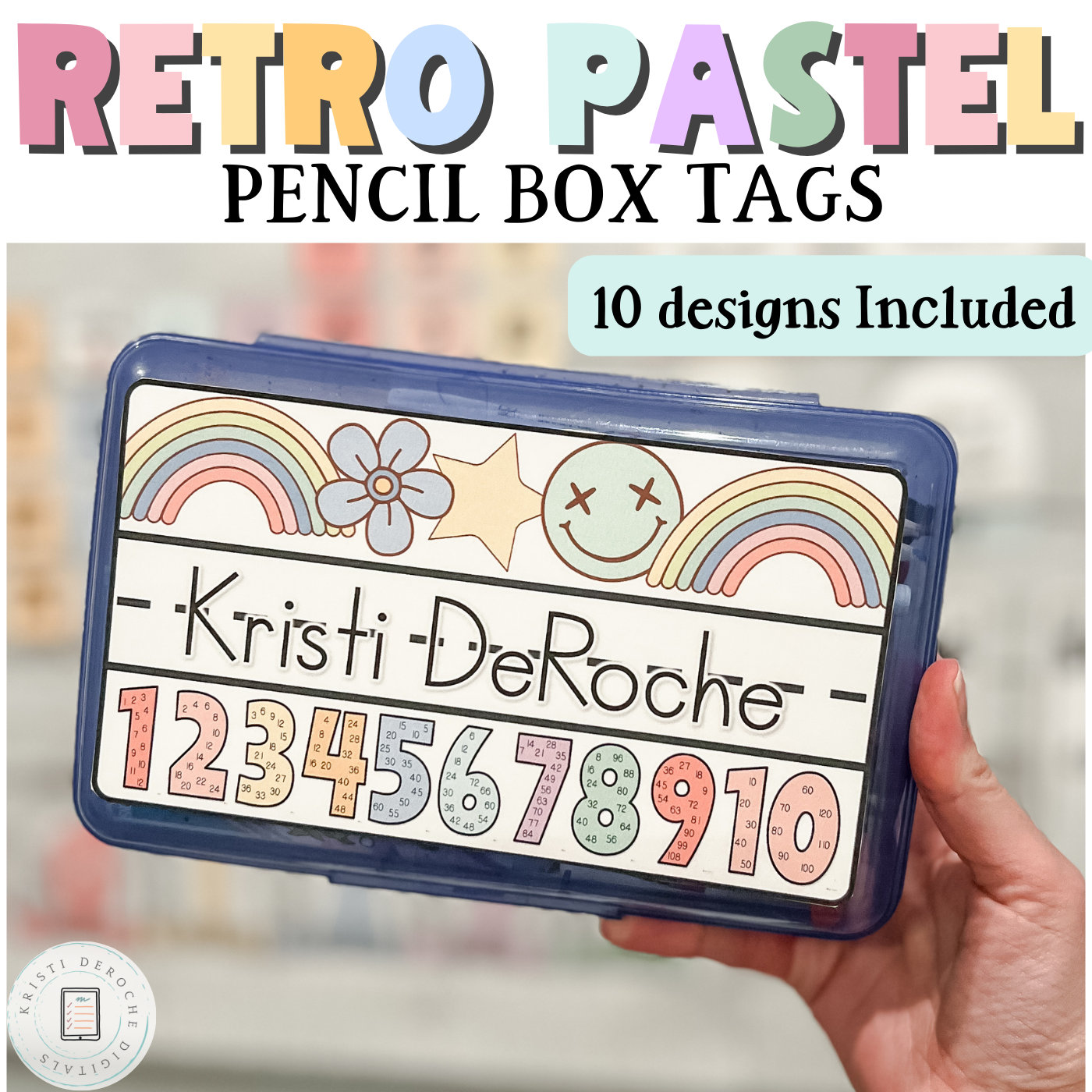 Pencil Box Name Tags for Calm Retro Pastel Classroom Decor Pastel ...