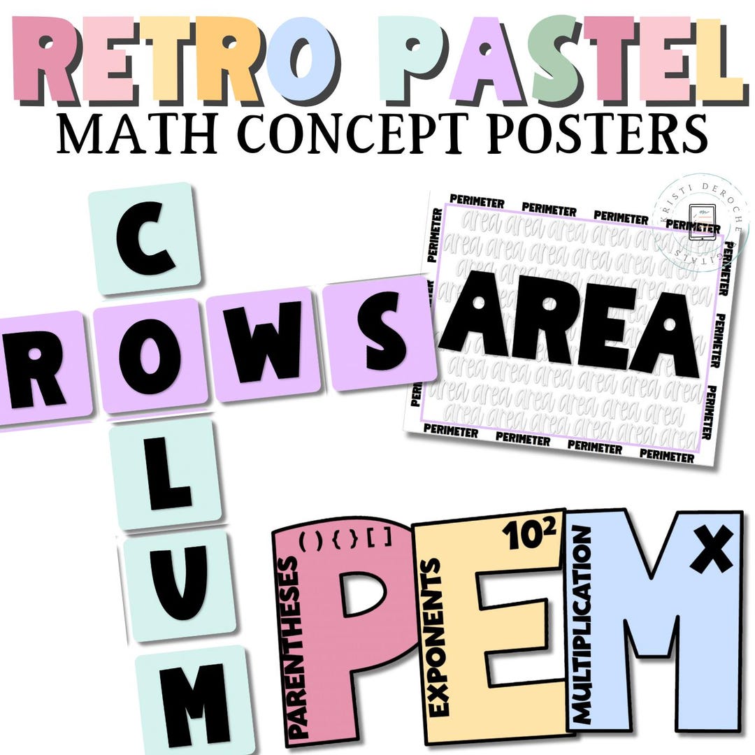 Order of Operations Math Reference Posters Retro Groovy Classroom Decor ...