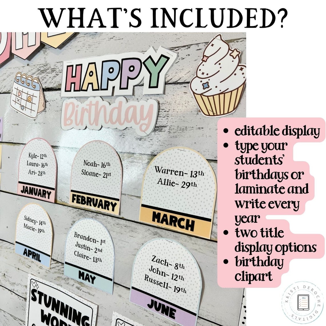 Class Birthday Poster Display for Calm Retro Pastel Classroom Decor ...