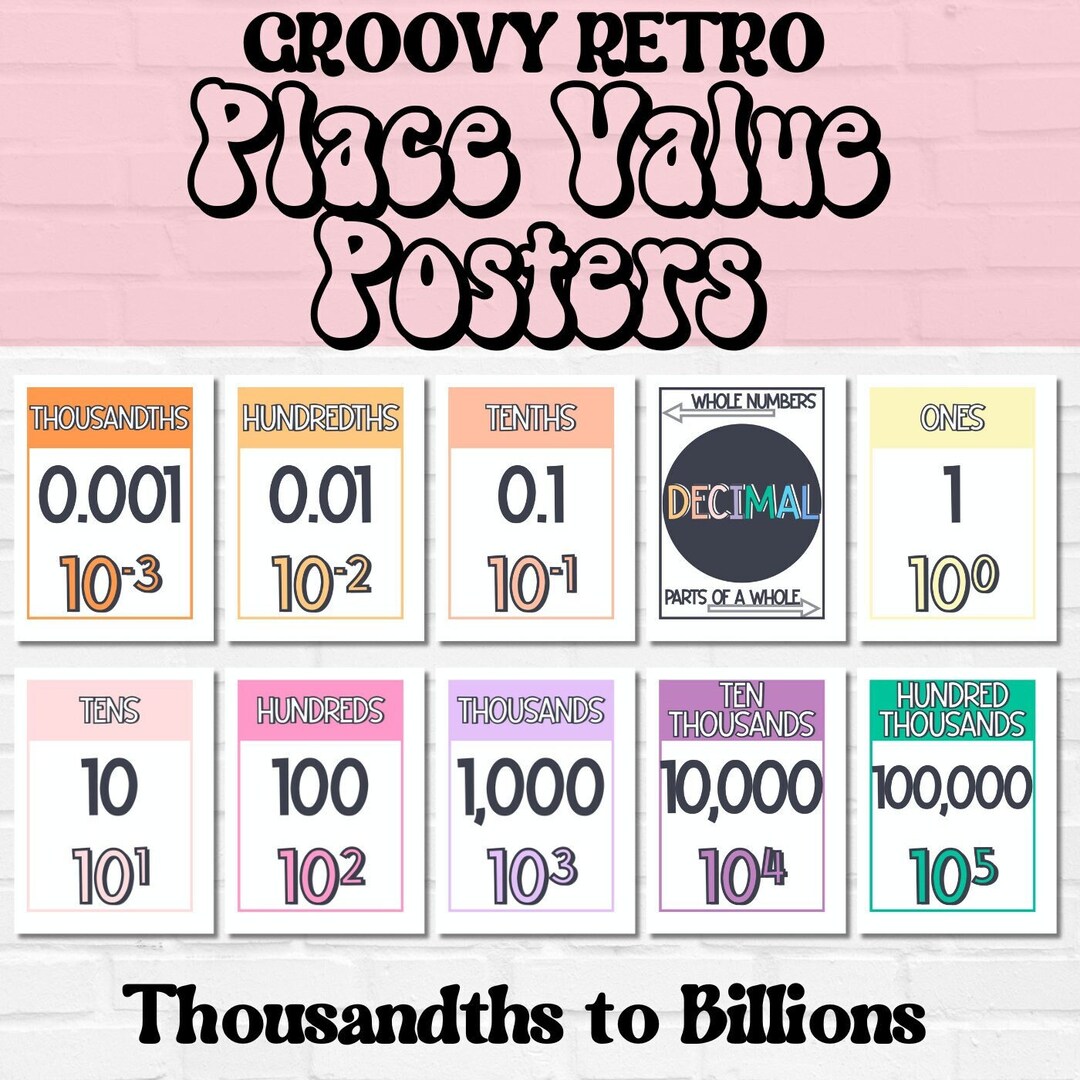 Place Value Posters Retro Groovy Classroom Decor Classroom - Etsy