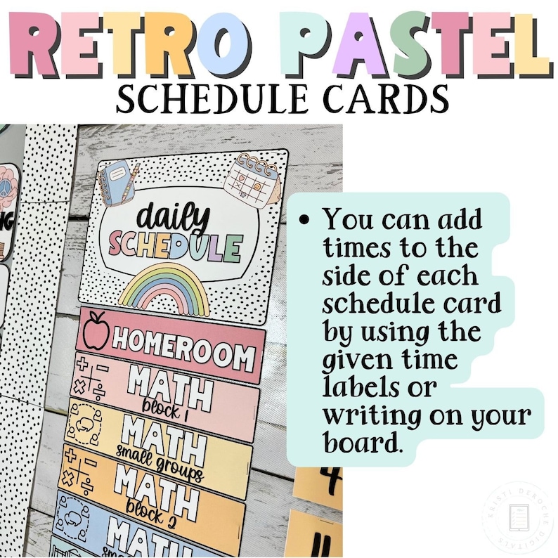 Class Schedule Cards for Calm Retro Pastel Classroom Decor Pastel ...