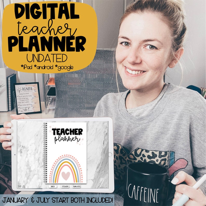 Teacher Landscape Digital Planner Un Dated Teacher Digital - Etsy