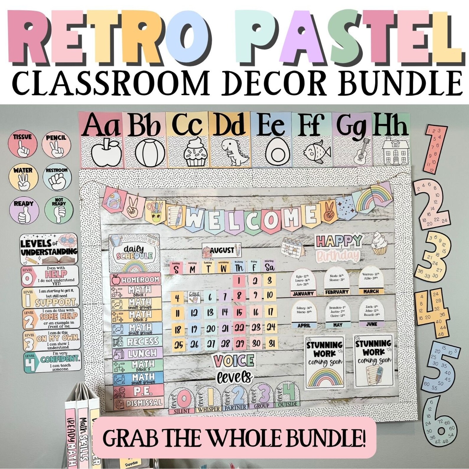 Color Posters for Retro Pastel Classroom Decor, Classroom Printables ...