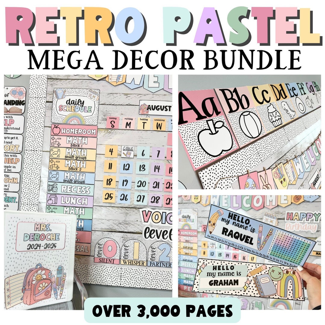 Pastel Classroom Decor Growing Bundle, Retro Pastel Classroom Theme ...
