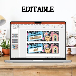 Student Name Plates, Retro Groovy Classroom Decor, Classroom Printables ...